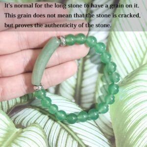 8MM Healing Stone Bracelets,Natural Gemstone Charm Stretch Bracelet,Beads Chakra Crystal Energy Heart Charm Bracelet,Handmade Jewelry for Women(Jade)