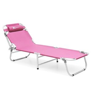 magshion portable military fold up camping bed cot, folding camping cot for adults outdoor bed heavy duty sleeping cots for camp with carry bag, neon pink