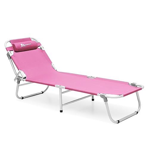 Magshion Portable Military Fold Up Camping Bed Cot, Folding Camping Cot for Adults Outdoor Bed Heavy Duty Sleeping Cots for Camp with Carry Bag, Neon Pink