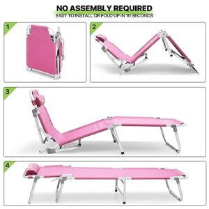 Magshion Portable Military Fold Up Camping Bed Cot, Folding Camping Cot for Adults Outdoor Bed Heavy Duty Sleeping Cots for Camp with Carry Bag, Neon Pink