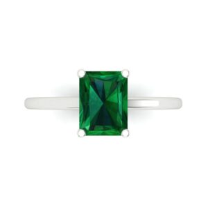 clara pucci 2.0 ct emerald cut solitaire vvs1 green emerald wedding bridal designer anniversary engagement ring 14k white gold 5.25