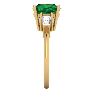 Clara Pucci 3.50ct Cushion cut 3 stone Solitaire VVS1 Green Emerald Designer Anniversary Bridal Engagement Ring 14k Yellow Gold 5.75