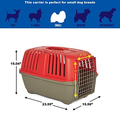 MidWest Homes for Pets Spree Travel Pet Carrier, Dog Carrier Features Easy Assembly and Not The Tedious Nut & Bolt Assembly of Competitors, Red, 24-Inch Small Dog Breeds (1424SPR)