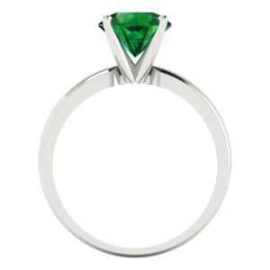 Clara Pucci 1.50 ct Round Cut Solitaire VVS1 Green Emerald Wedding Bridal Designer Anniversary Engagement Ring in 14k White Gold 5.5