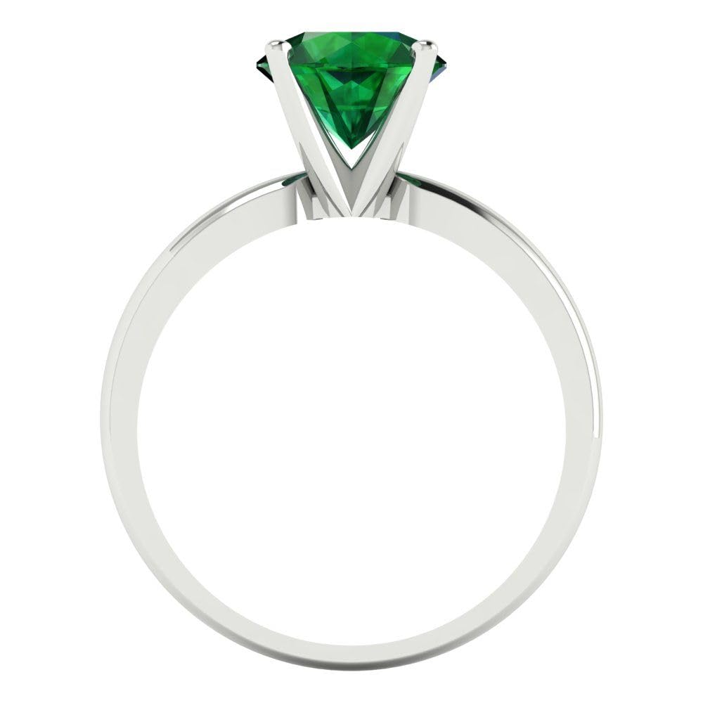 Clara Pucci 1.50 ct Round Cut Solitaire VVS1 Green Emerald Wedding Bridal Designer Anniversary Engagement Ring in 14k White Gold 5.5