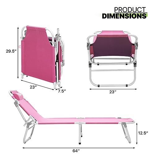 Magshion Portable Military Fold Up Camping Bed Cot, Folding Camping Cot for Adults Outdoor Bed Heavy Duty Sleeping Cots for Camp with Carry Bag, Neon Pink