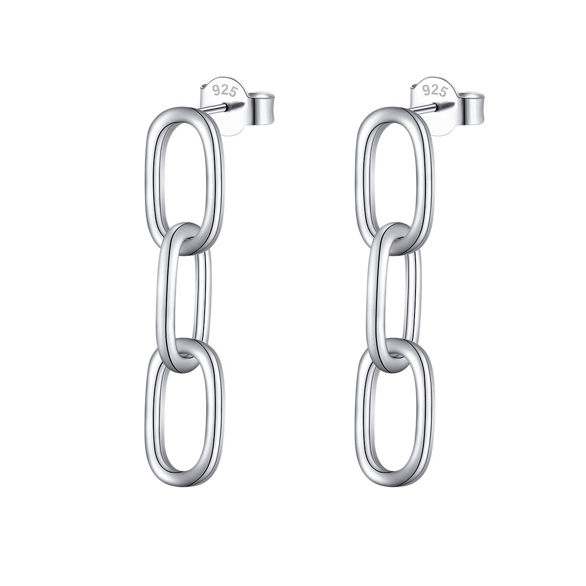 S925 Sterling Silver Cuban Link Chain Knot Paperclip Dangle Drop Earrings for Women Jewelry Gift