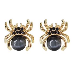 navachi 18k gold plated black crystal created-opal spider ear stud az1294 earrings