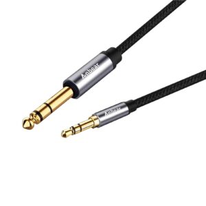 anbear 6.35mm to 3.5mm headphone cable 4ft, 1/8 to 1/4 headphone adapter trs stereo audio alloy housing and nylon braid compatible with guitar, piano, amplifiers,mixing console