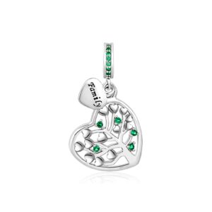 sbi jewelry tree of life heart charm compatible with pandora charm bracelet christmas family love heart dangle gift green cz silver birthday anniversary