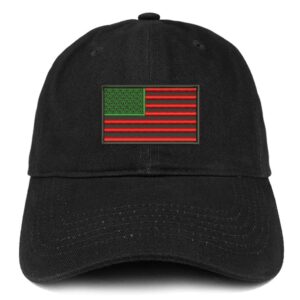 trendy apparel shop american flag green red black embroidered soft crown 100% brushed cotton cap - black