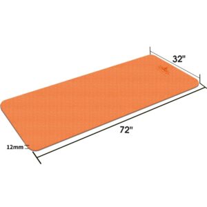 Hatha Yoga Extra Thick TPE Yoga Mat - 72"x 32" Thickness 1/2 Inch -Eco Friendly SGS Certified - With High Density Anti-Tear Exercise Mats For Home Gym Travel & Floor Outside (Orange/Gray)…