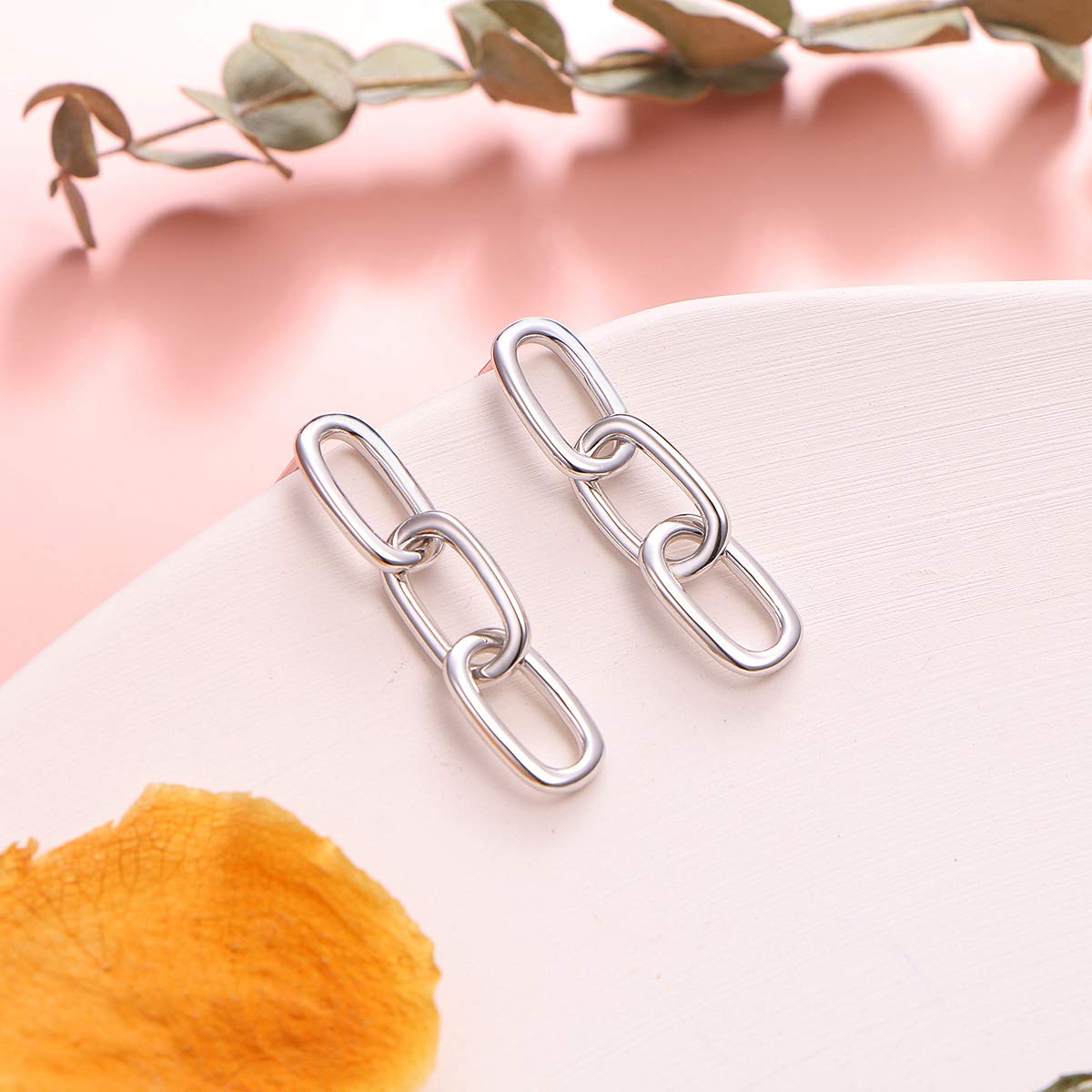 S925 Sterling Silver Cuban Link Chain Knot Paperclip Dangle Drop Earrings for Women Jewelry Gift