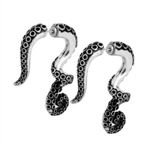 oufer 3d octopus fake spiral tapers fakes ear plugs burn silver body piercing jewelry halloween earrings