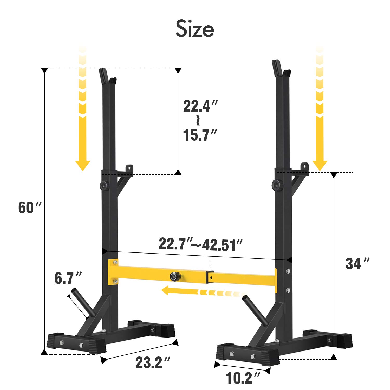 BangTong&Li Squat Rack Stand,Barbell Rack,Bench Press Rack Stand Home Gym Adjustable Weight Rack 550Lbs (Yellow)