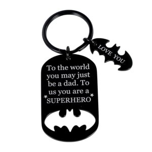 Fathers Gifts Dad Birthday Keychain for Daddy Step Dad to Be Husband from Daughter Son Wife Kids I Love You Key Ring Father of The Bride Step Father Figure Wedding Anniversary Men Him Black