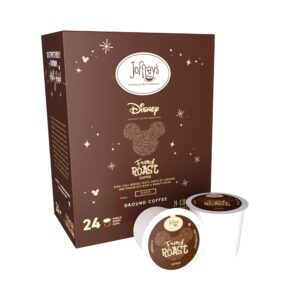 joffrey's coffee - disney french roast blend, artisan dark roast, arabica coffee beans, full-bodied blend, hints of caramel & chocolate, keurig 2.0 compatible (single serve, 24 count)