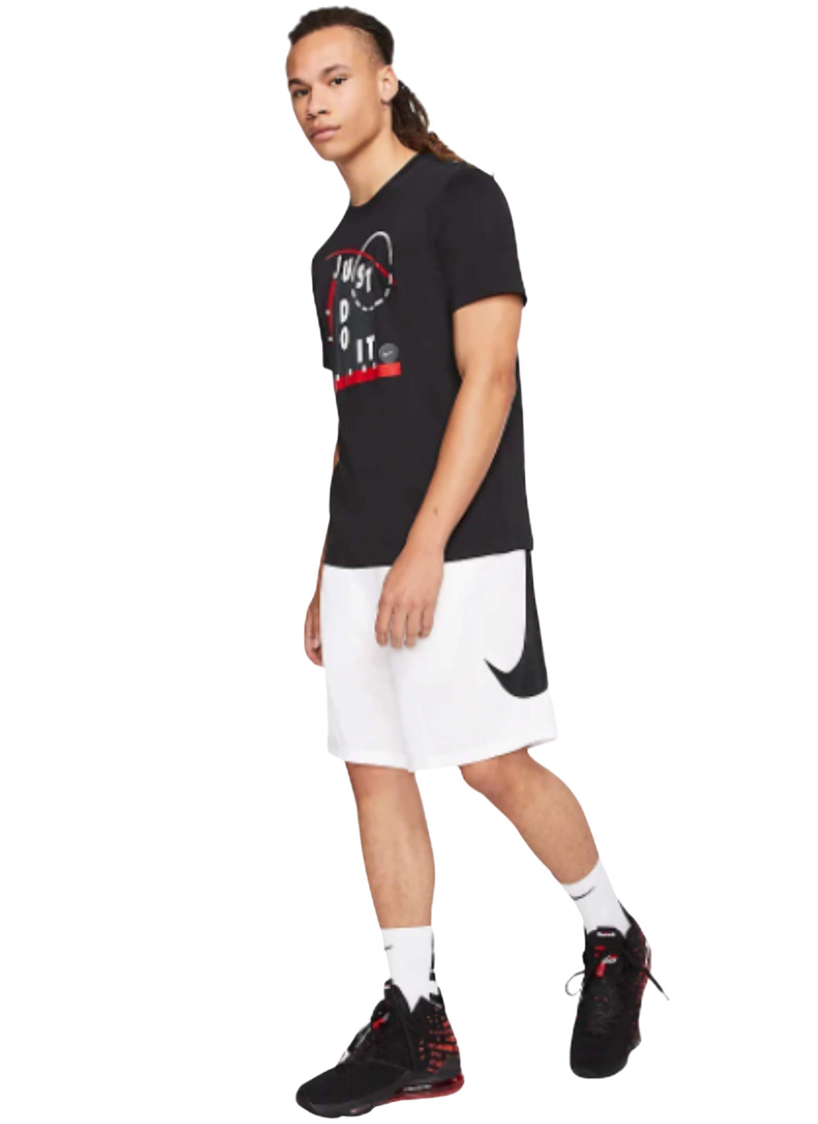 Nike HBR Men's Basketball Shorts (Medium, White/Black)