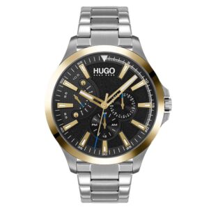 hugo #leap men's multifunction stainless steel and link bracelet casual watch, color: silver (model: 1530174)