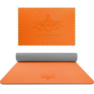 Hatha Yoga Extra Thick TPE Yoga Mat - 72"x 32" Thickness 1/2 Inch -Eco Friendly SGS Certified - With High Density Anti-Tear Exercise Mats For Home Gym Travel & Floor Outside (Orange/Gray)…