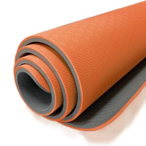 Hatha Yoga Extra Thick TPE Yoga Mat - 72"x 32" Thickness 1/2 Inch -Eco Friendly SGS Certified - With High Density Anti-Tear Exercise Mats For Home Gym Travel & Floor Outside (Orange/Gray)…