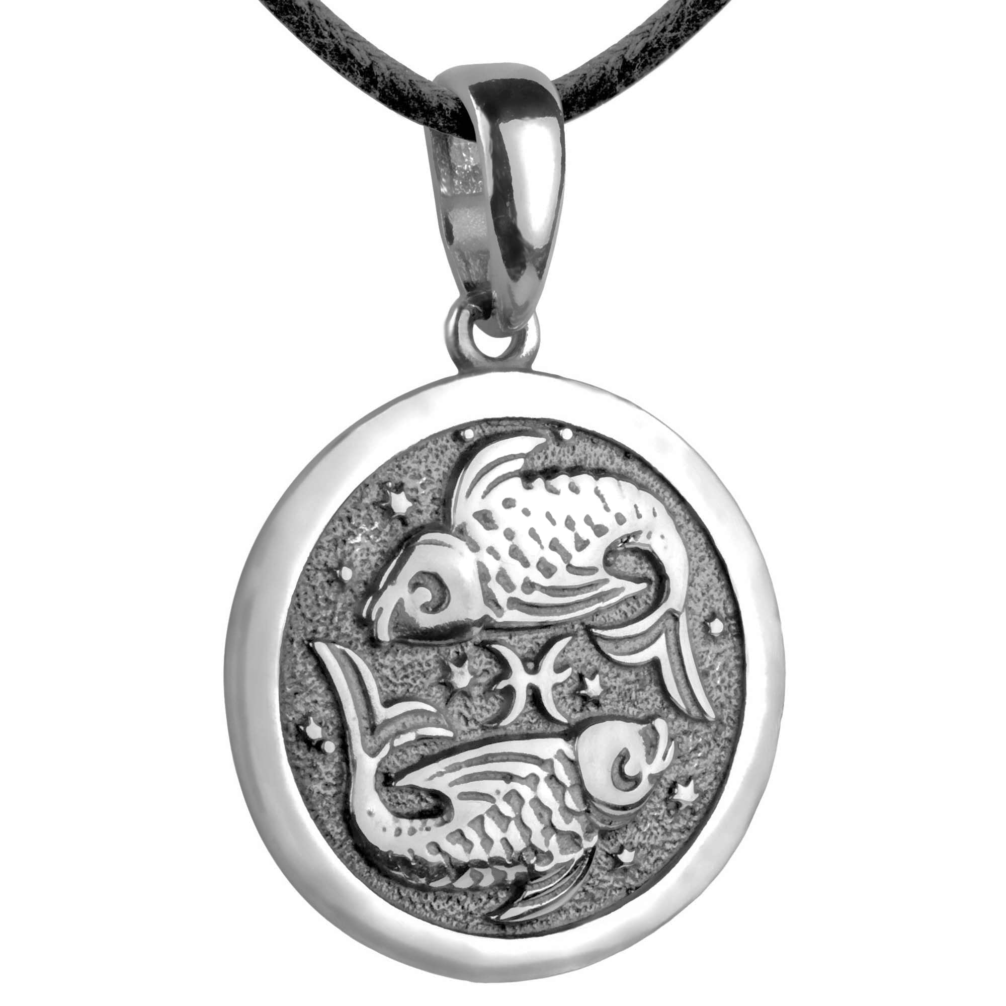 Pisces Zodiac Sign Pendant Necklace 925 Sterling Silver Horoscope Medallion Coin Choker Charm Constellation Astrology Jewelry for Women Men (Pisces (Feb 19 - Mar 20))