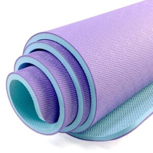 Hatha Yoga Extra Thick TPE Yoga Mat - 72"x 32" Thickness 1/2 Inch -Eco Friendly SGS Certified - With High Density Anti-Tear Exercise Mats For Home Gym Travel & Floor Outside(Purple/Green)…