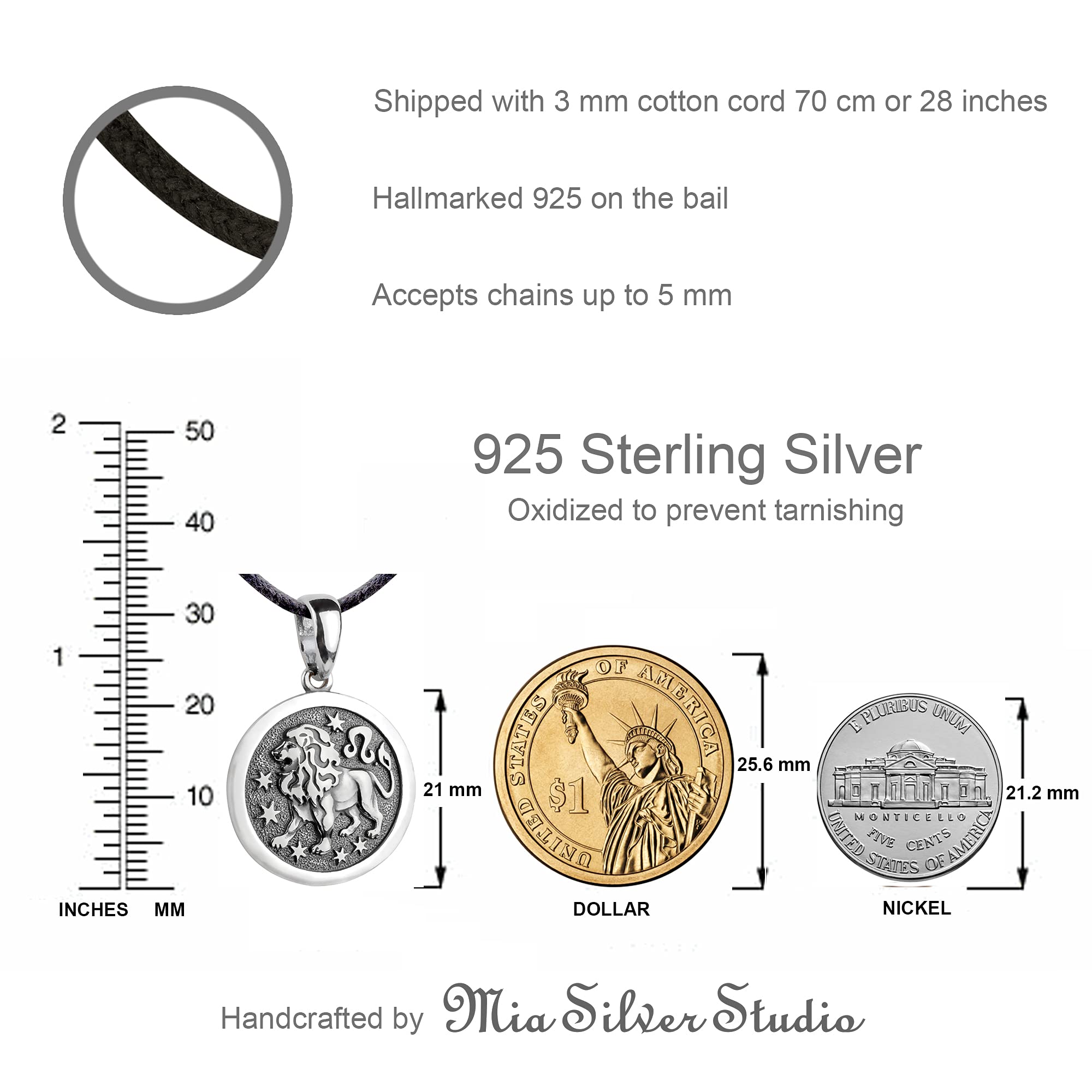 Pisces Zodiac Sign Pendant Necklace 925 Sterling Silver Horoscope Medallion Coin Choker Charm Constellation Astrology Jewelry for Women Men (Pisces (Feb 19 - Mar 20))