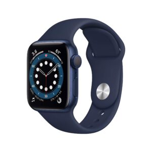 apple watch series 6 (gps, 40mm) - blue aluminum case with deep navy sport band