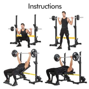 BangTong&Li Squat Rack Stand,Barbell Rack,Bench Press Rack Stand Home Gym Adjustable Weight Rack 550Lbs (Yellow)