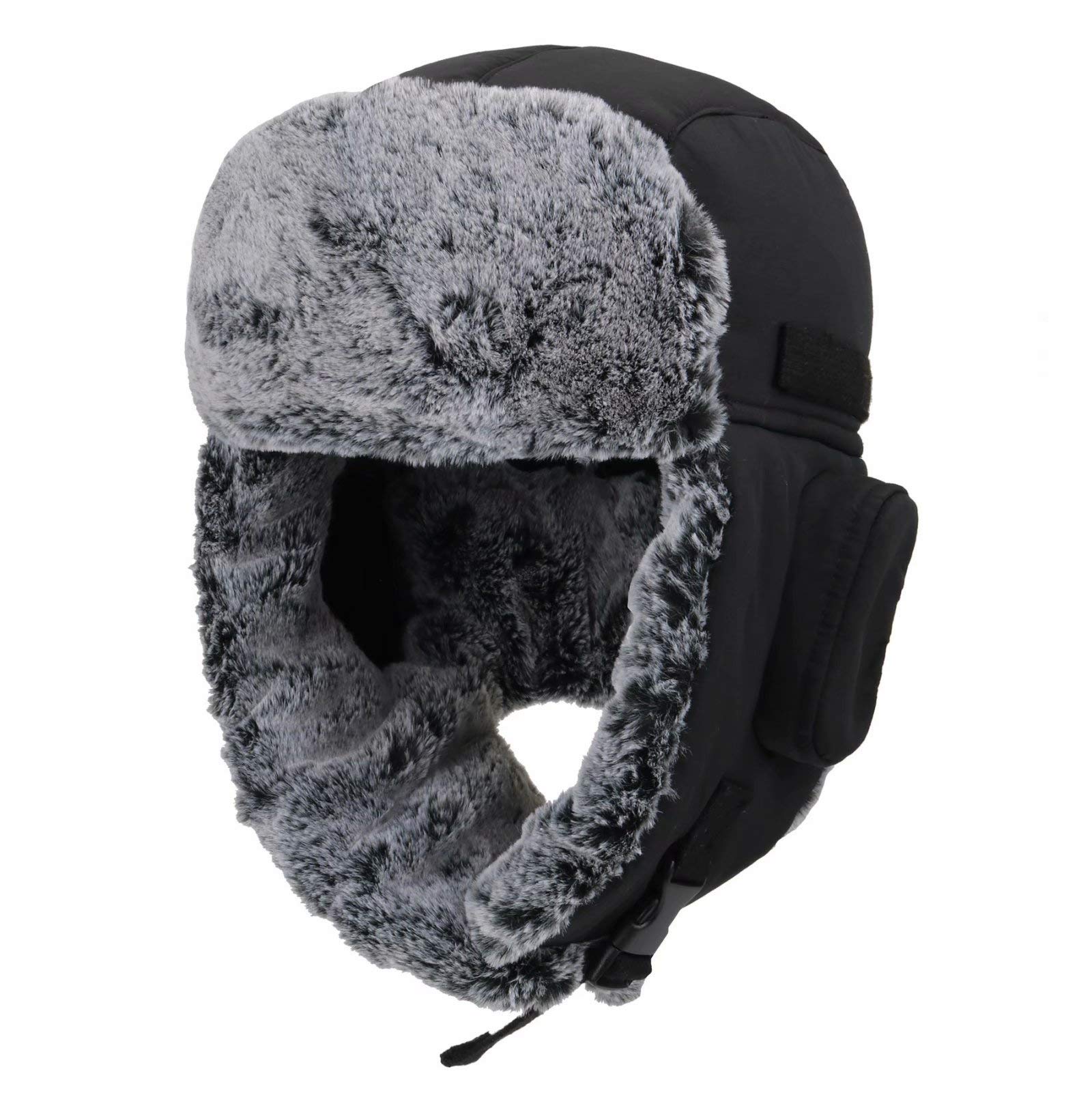 Connectyle Outdoor Trooper Trapper Hat Warm Winter Hunting Hats with Ear Flaps Ushanka Hat Black