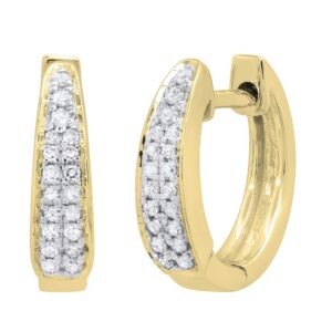 dazzlingrock collection 0.15 carat (ctw) round lab grown diamond ladies huggies hoop earrings, 14k yellow gold