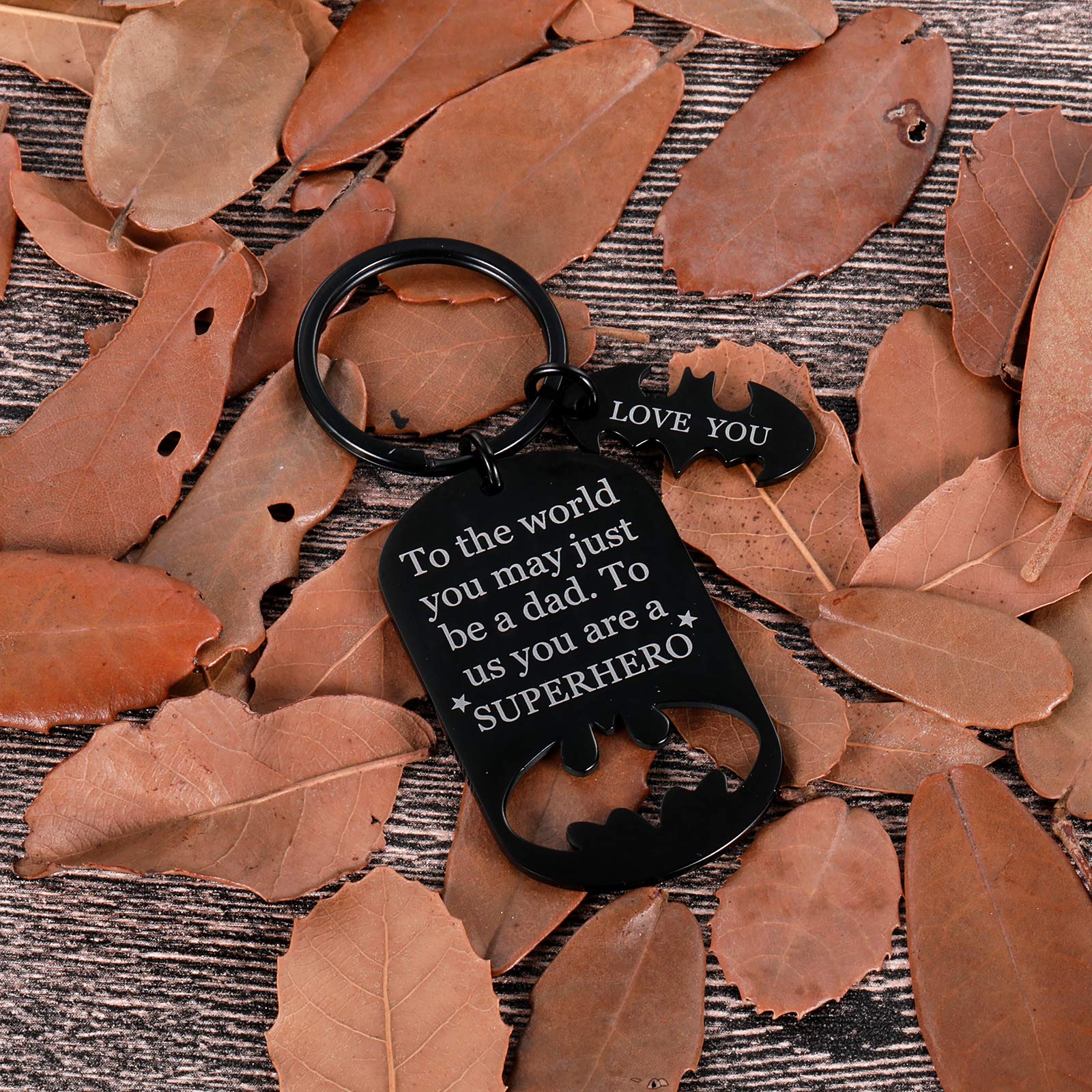 Fathers Gifts Dad Birthday Keychain for Daddy Step Dad to Be Husband from Daughter Son Wife Kids I Love You Key Ring Father of The Bride Step Father Figure Wedding Anniversary Men Him Black