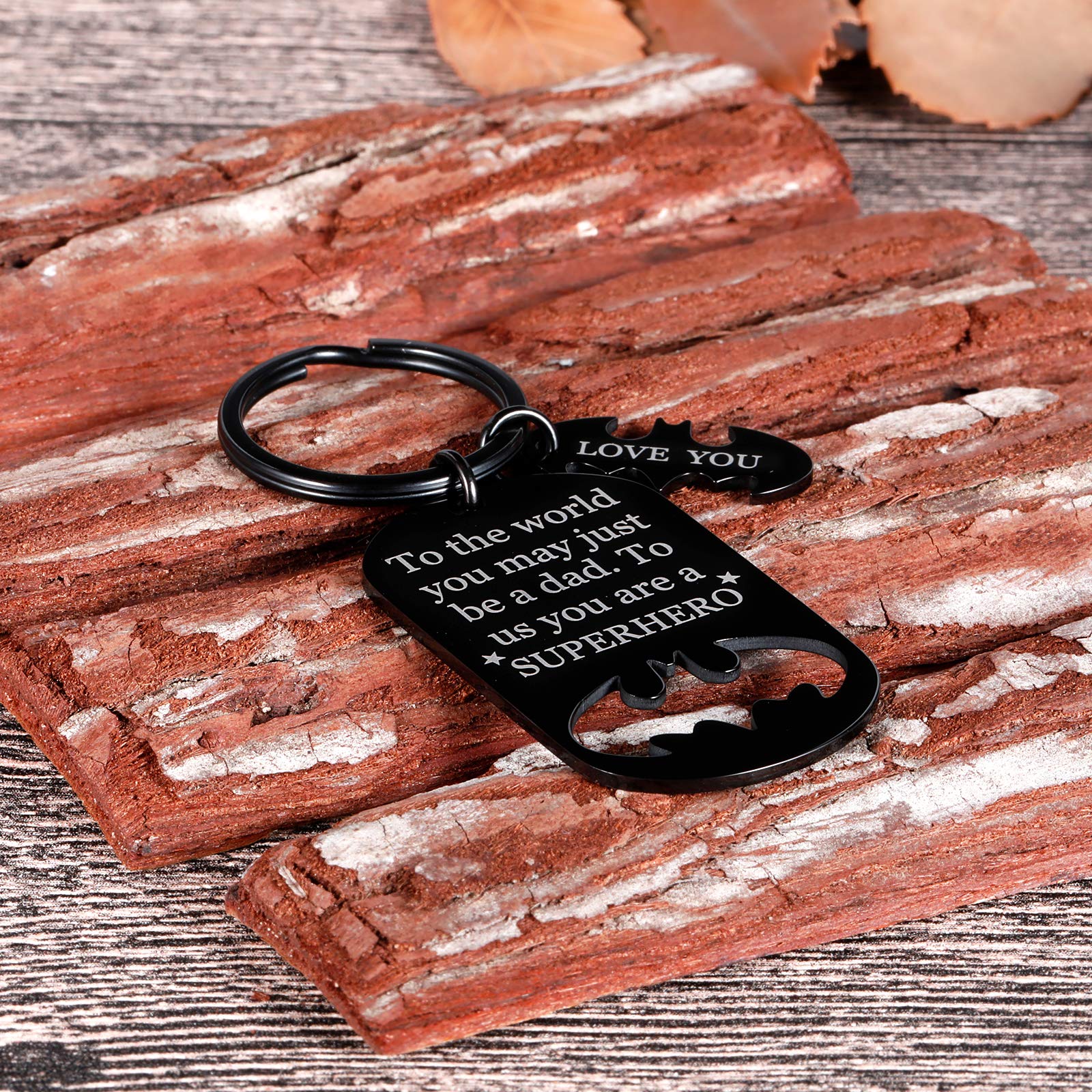 Fathers Gifts Dad Birthday Keychain for Daddy Step Dad to Be Husband from Daughter Son Wife Kids I Love You Key Ring Father of The Bride Step Father Figure Wedding Anniversary Men Him Black