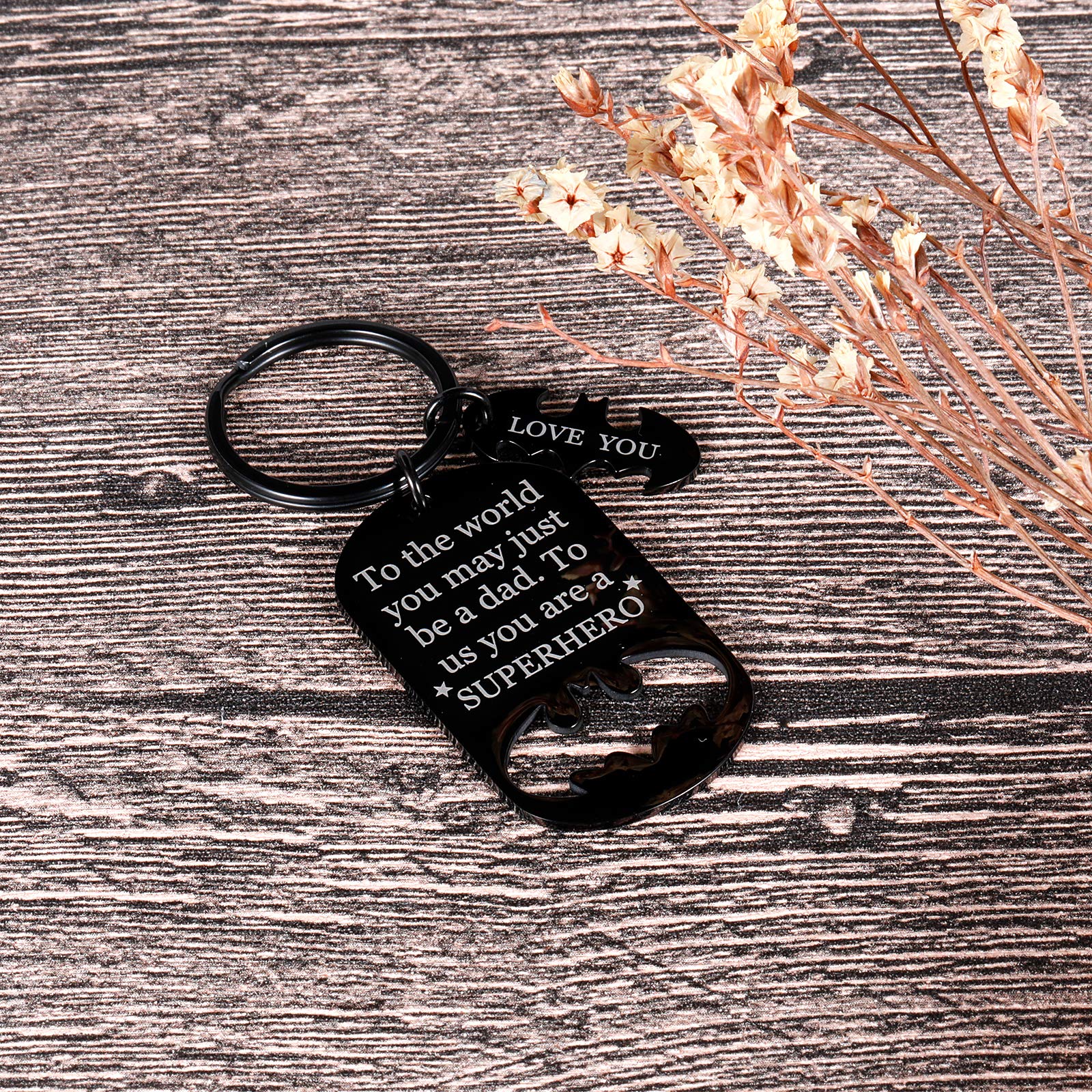 Fathers Gifts Dad Birthday Keychain for Daddy Step Dad to Be Husband from Daughter Son Wife Kids I Love You Key Ring Father of The Bride Step Father Figure Wedding Anniversary Men Him Black