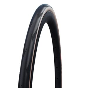 schwalbe pro one tire - clincher, folding tube type road bike tire, black/tan sidewall, single tire, 700c x 28