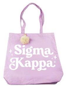 sorority shop sigma kappa retro pom pom tote bag