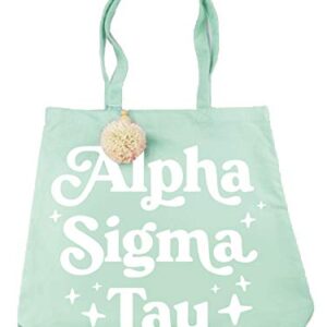 Sorority Shop Alpha Sigma Tau Retro Pom Pom Tote Bag