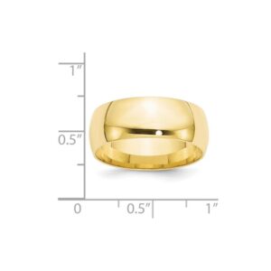 10k Yellow Gold 8mm Lightweight Comfort Fit Wedding Band Ring Fine Jewelry For Women Gifts For Her, Size 10.5