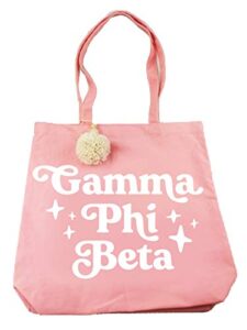 sorority shop gamma phi beta retro pom pom tote bag