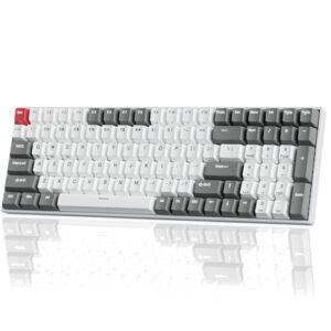 rk royal kludge rk100 wireless mechanical keyboard rgb backlit bluetooth5.1/2.4g/wired 96% full size 100-key hot-swap gaming keyboard with 3 usb ports brown switch for mac windows classic