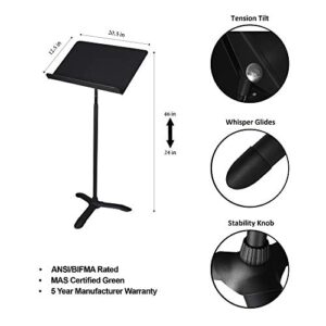 OEF Furnishings Portable, Height Adjustable Metal Music Sheet Stand, Black