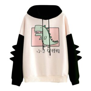 boxinay women's teen girls cute dinosaur long sleeve hoodies casual loose sweaters hooded sweatshirts pullover tops shirts black