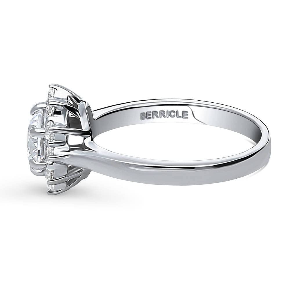 BERRICLE Sterling Silver Halo Wedding Engagement Rings Round Cubic Zirconia CZ Promise Ring for Women, Rhodium Plated Size 9