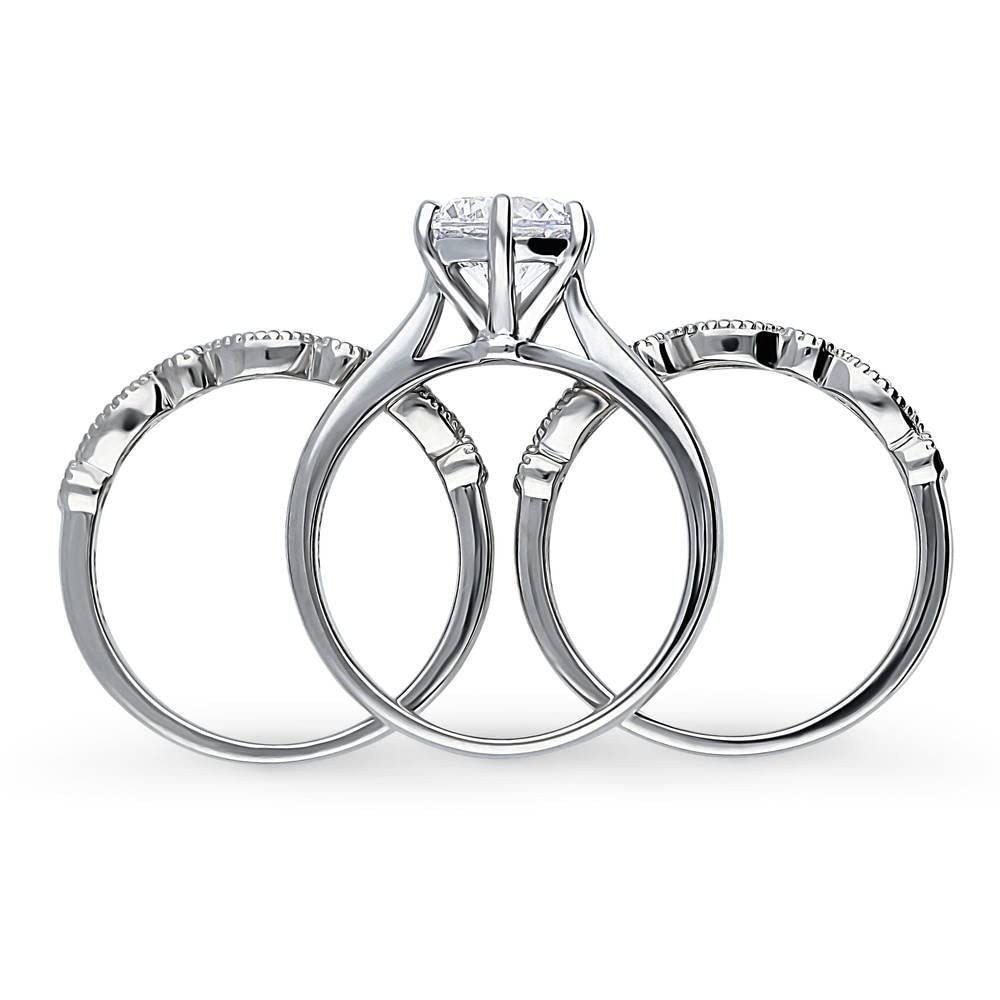 BERRICLE Sterling Silver Solitaire Wedding Engagement Rings 2 Carat Round Cubic Zirconia CZ Ring Set for Women, Rhodium Plated Size 6