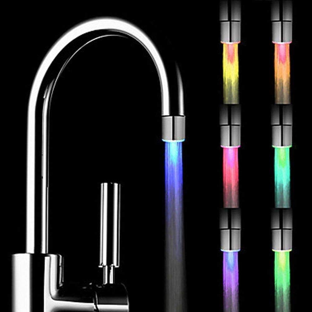 SNOMYRS 7-Color Change Automatically LED Water Faucet Light Water Stream Color Changing Faucet Tap Sink Faucet for Kitchen and Bathroom（7 Color-1PC）