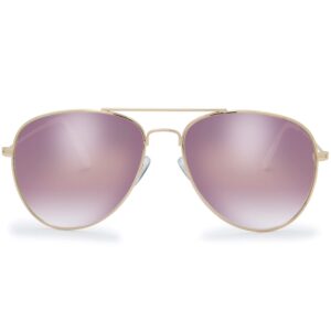 The Fresh Classic Metal Frame Mirror Lens Aviator Sunglasses with Gift Box (05c-GOLD, Gradient PINK)