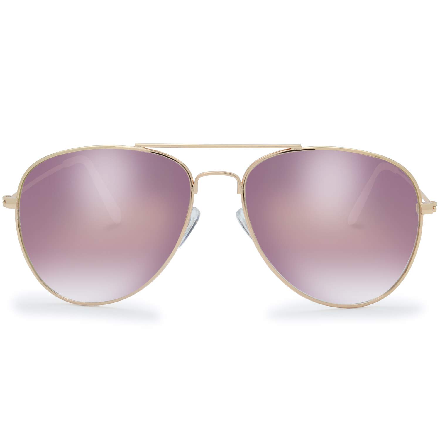 The Fresh Classic Metal Frame Mirror Lens Aviator Sunglasses with Gift Box (05c-GOLD, Gradient PINK)