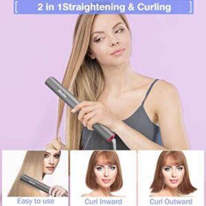 Mixcolor Hair Straightener Brush, Hair Straightening Iron with 30s Fast Heating Up & 4 Temp Settings & Anti-Scald, Professional Salon at Home, Travel and Salon, Silver