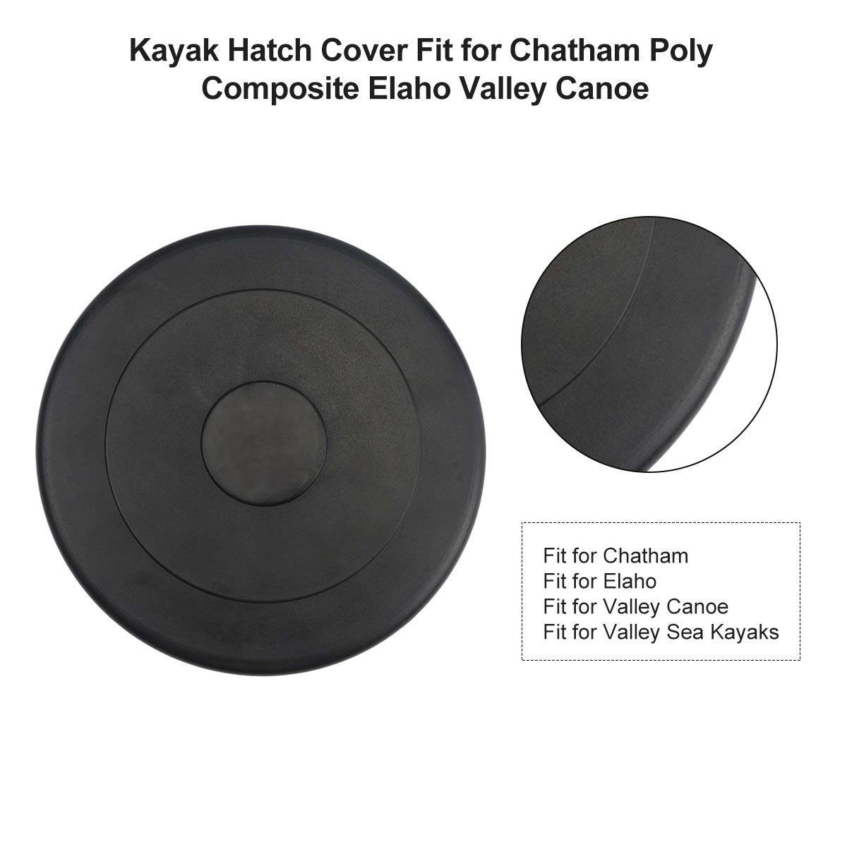 Qnbes Kayak Valley Round Hatch Cover Fit for Chatham Poly Composite Elaho Valley Sea Kayak VCP Day Hatch Cover - 7.5" Inside Dia 9" Outside Dia Black